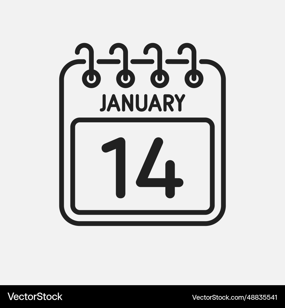 Icon page calendar day - 14 january Royalty Free Vector