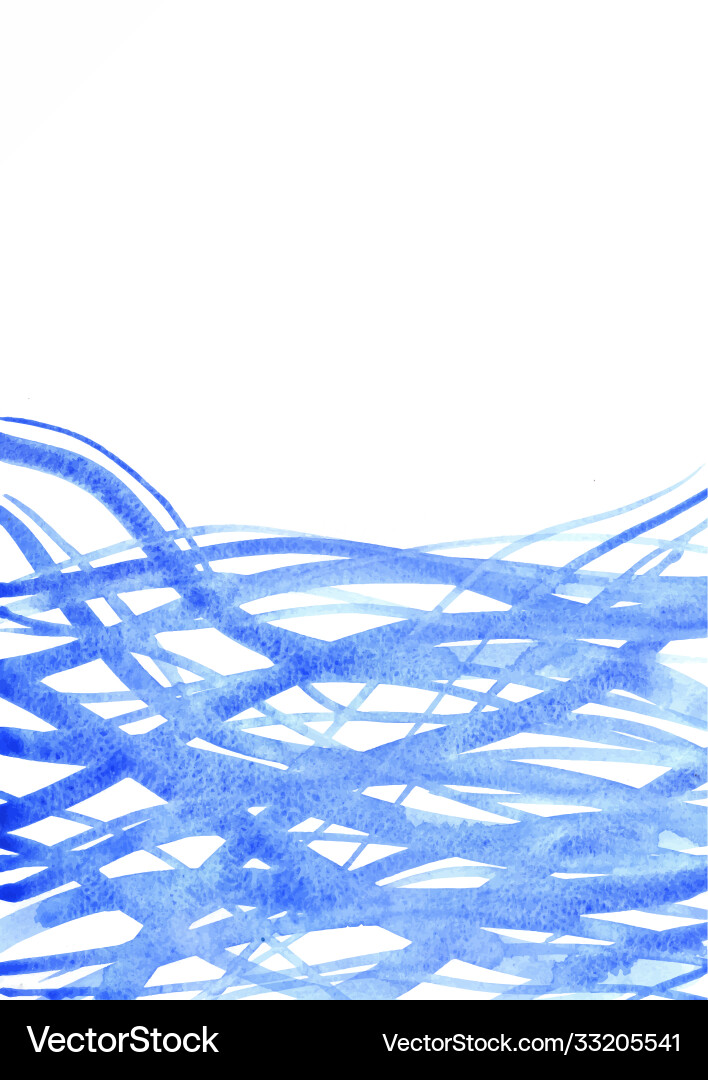 Indigo blue brush line watercolor background Vector Image