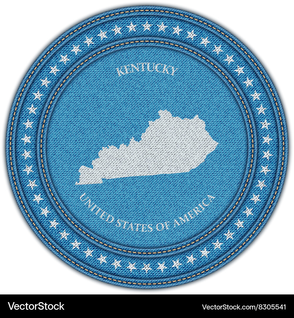 Label with map of kentucky Denim style Royalty Free Vector