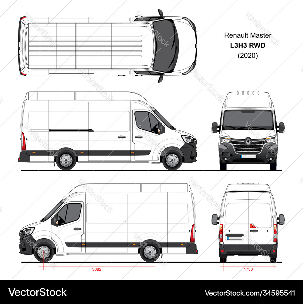Renault master cargo delivery van l3h3 rwd 2020 Vector Image