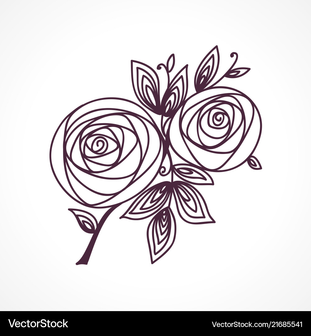 Roses stylized flower bouquet hand drawing Vector Image