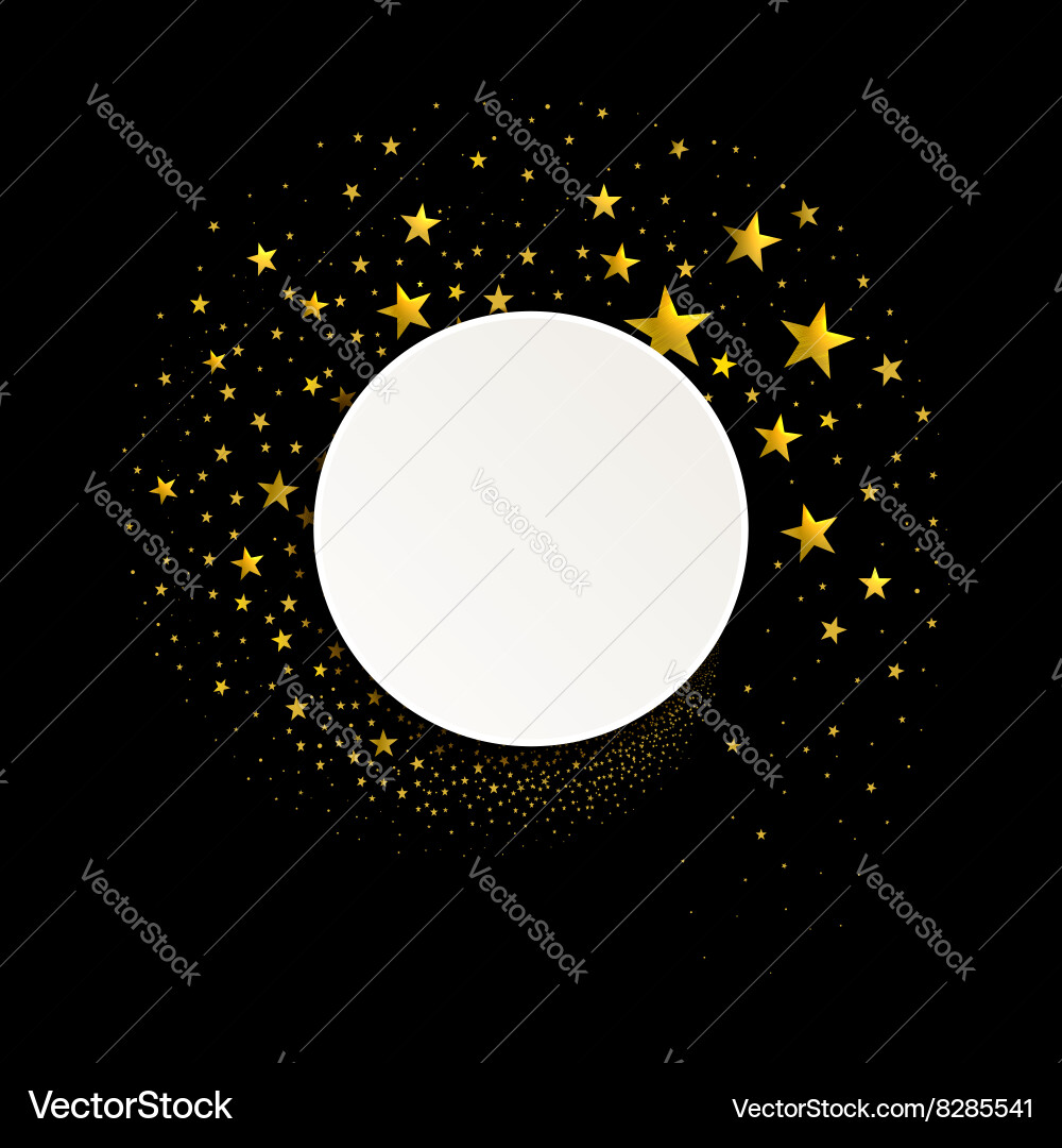 Round banner with a stream gold stars Royalty Free Vector