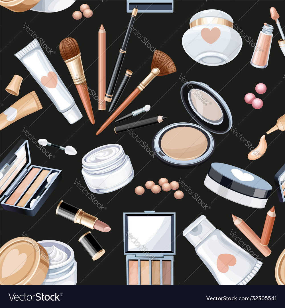 Seamless pattern from cosmetics objects pencil Vector Image