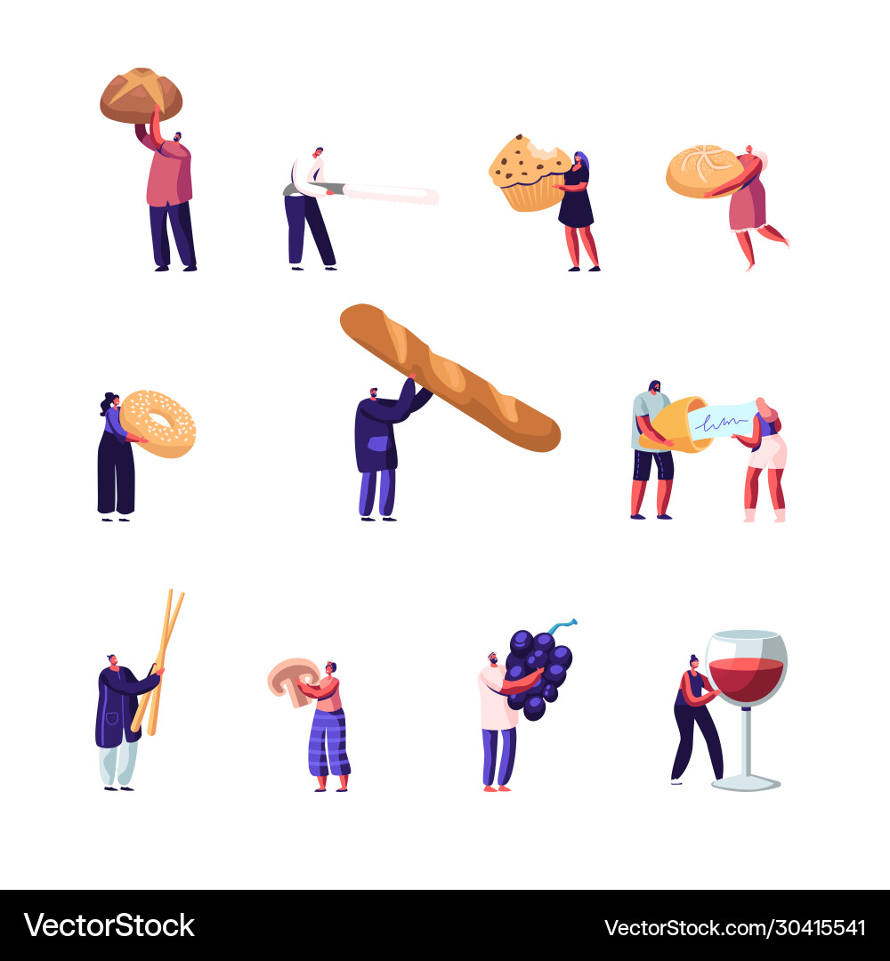 Set male and female characters presenting Vector Image