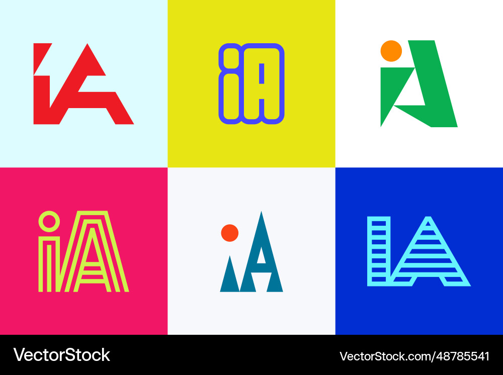 Set of letter ia logos Royalty Free Vector Image