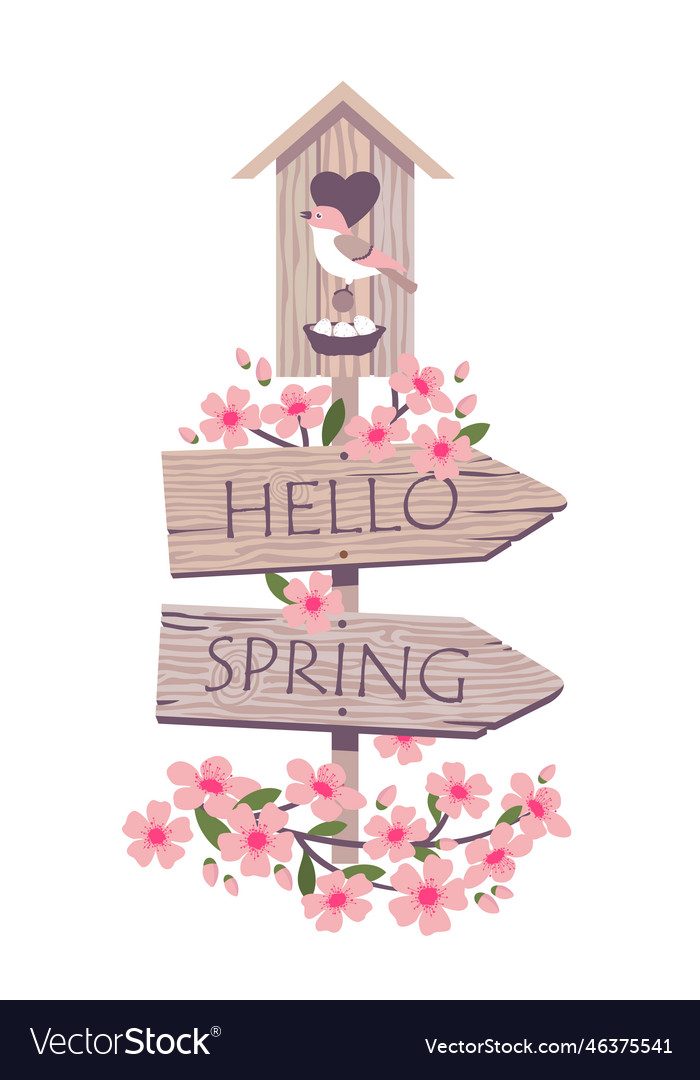 Spring pointer birdhouse Royalty Free Vector Image