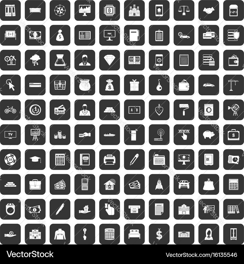 100 credit icons set black Royalty Free Vector Image