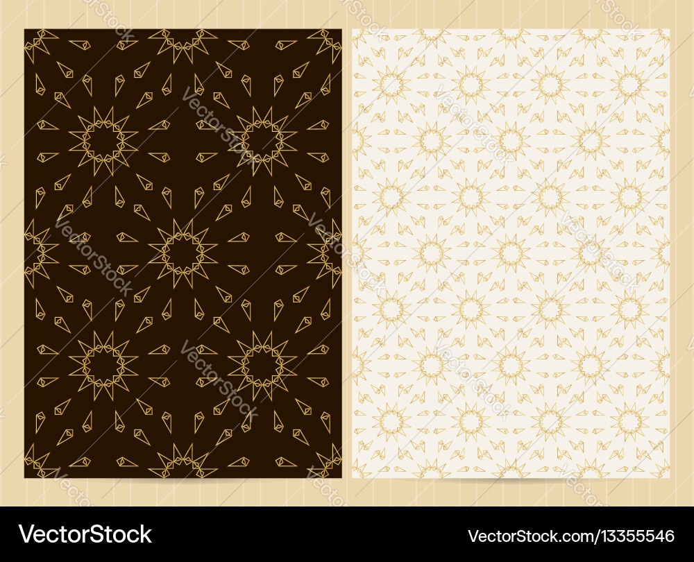 A4 format cards decorated with mandala in golden Vector Image