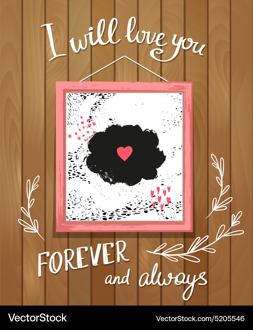 Cute universal poster on the wood background Vector Image