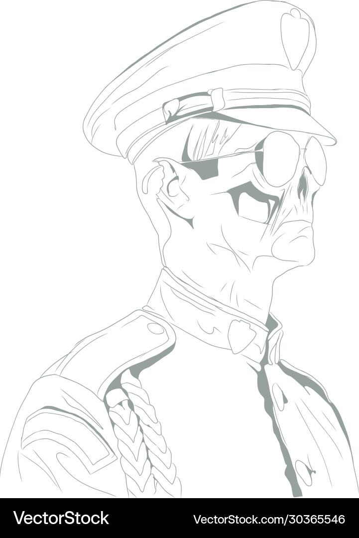 Drawing a zombie in uniform military Royalty Free Vector