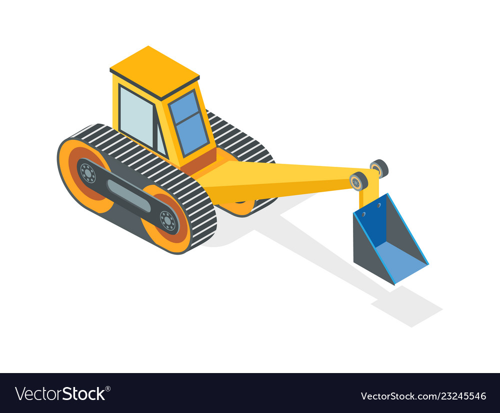 Excavator construction machine with dig bucket Vector Image