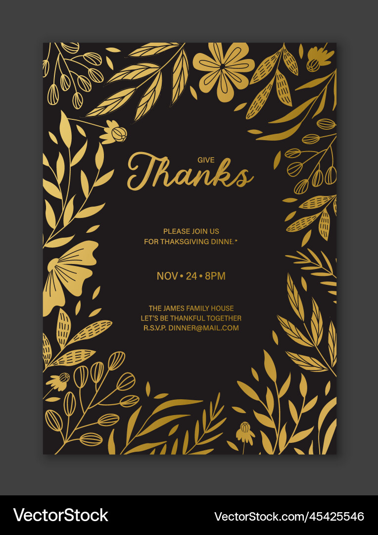 Golden flowers card Royalty Free Vector Image - VectorStock