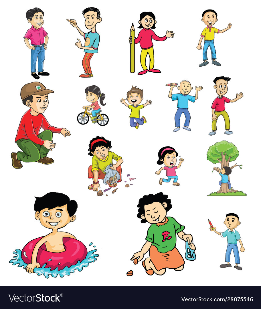 Kids cartoon collection Royalty Free Vector Image