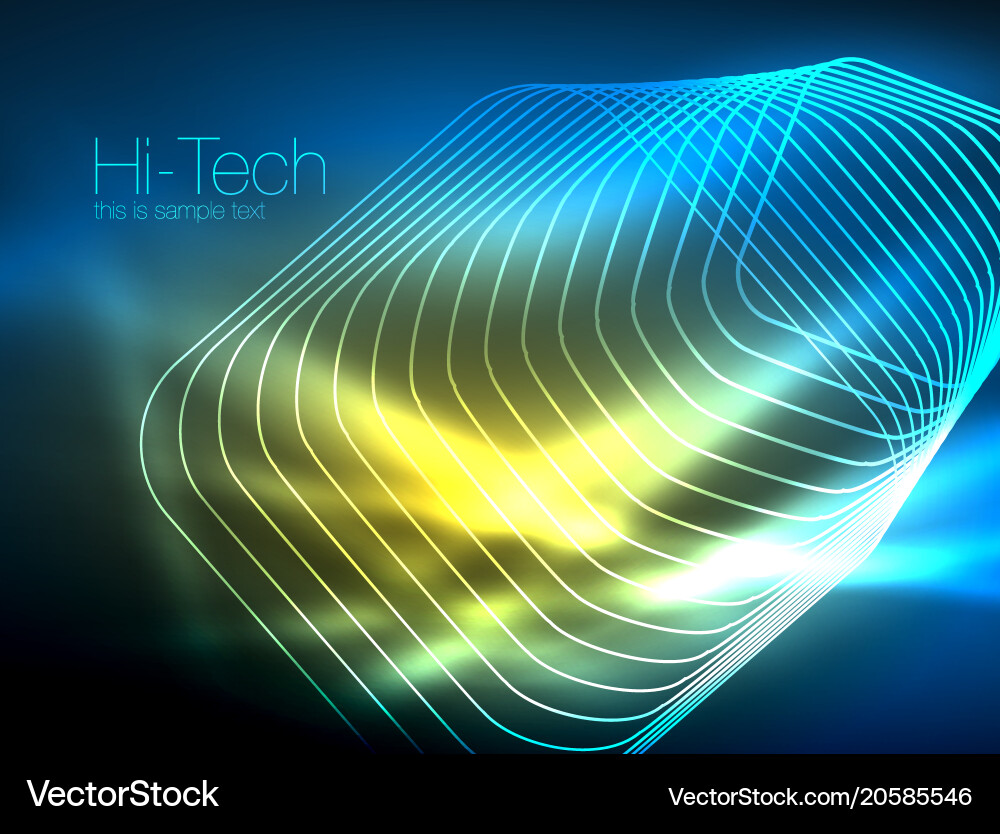 Neon glowing outline squares in dark Royalty Free Vector