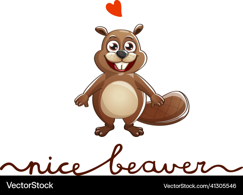 Nice beaver love funny character lettering Vector Image