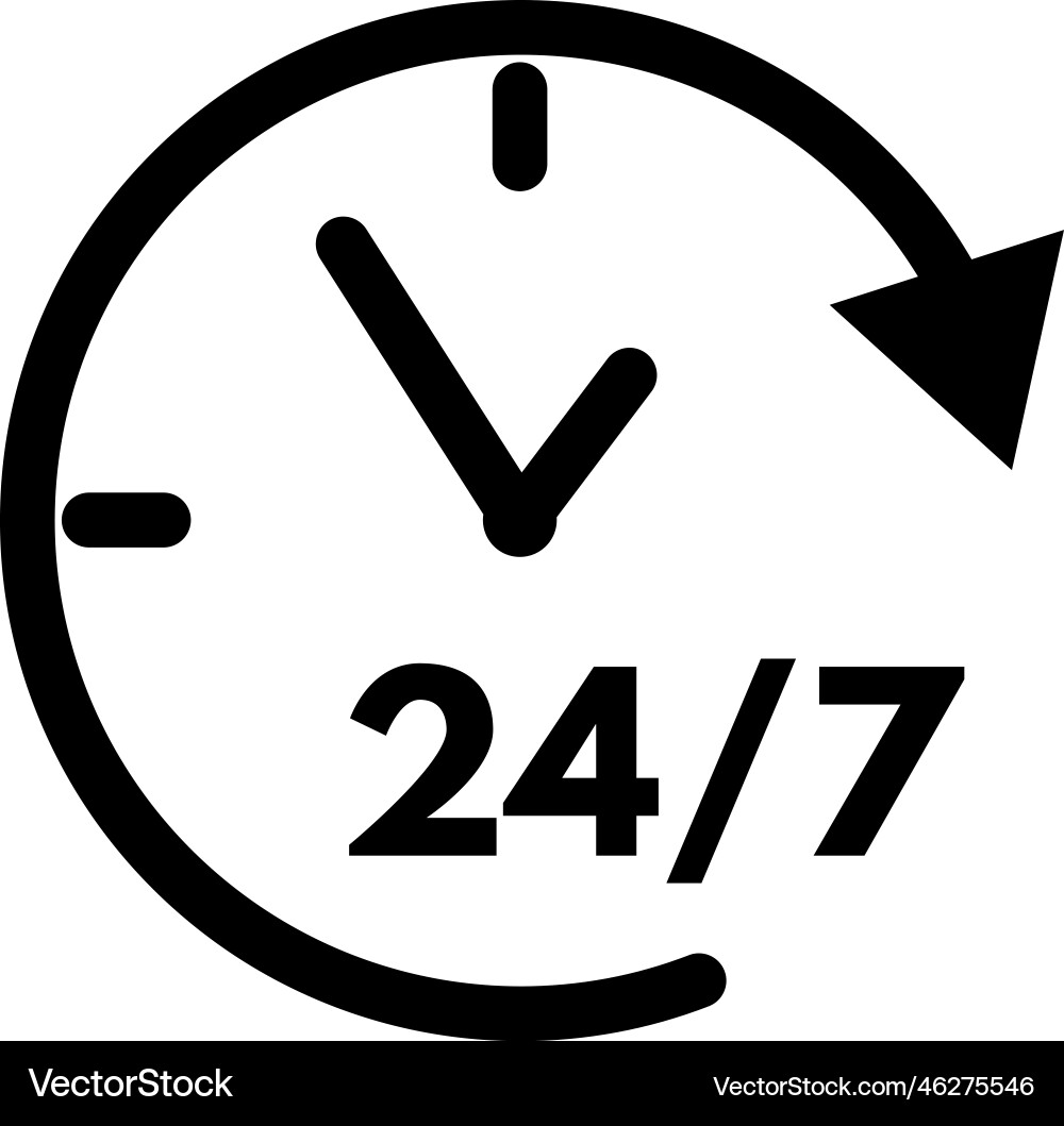 Open all day hours a service icon symbol Vector Image