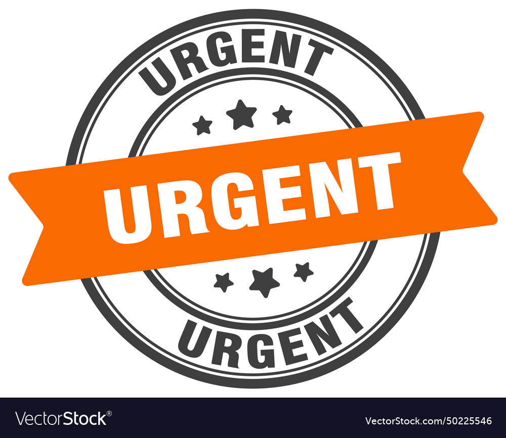 Urgent stamp label on transparent Royalty Free Vector Image
