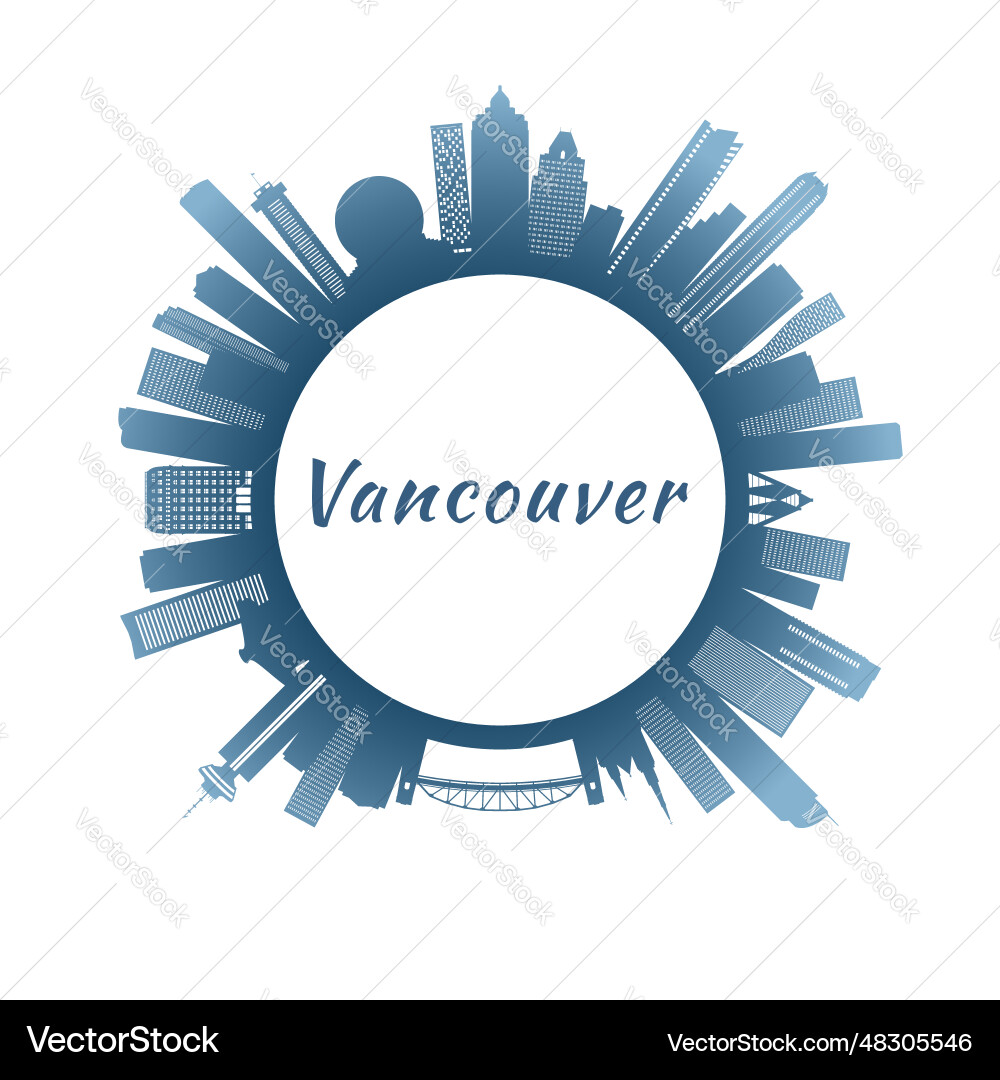 Vancouver skyline with colorful buildings Vector Image