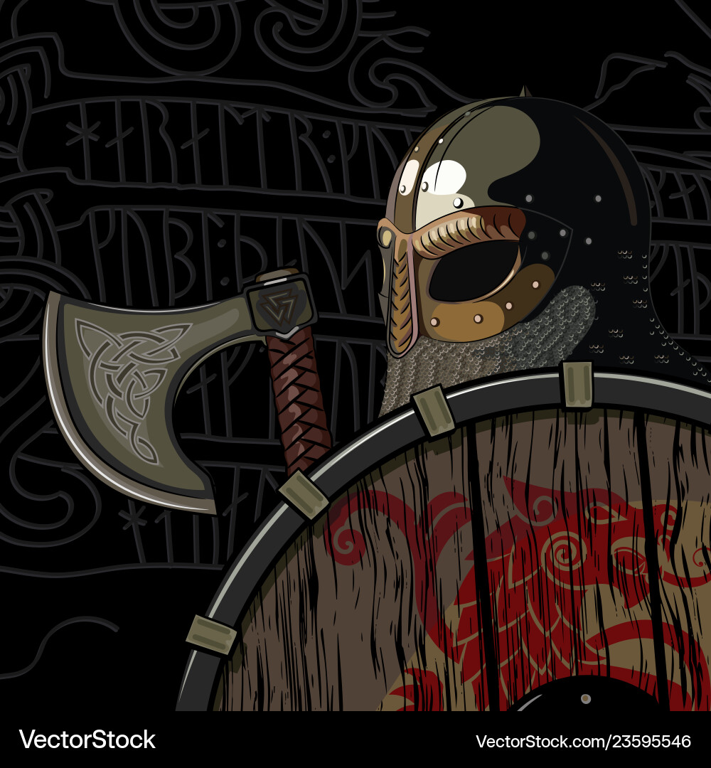 Warrior barbarian viking berserker with axe and Vector Image