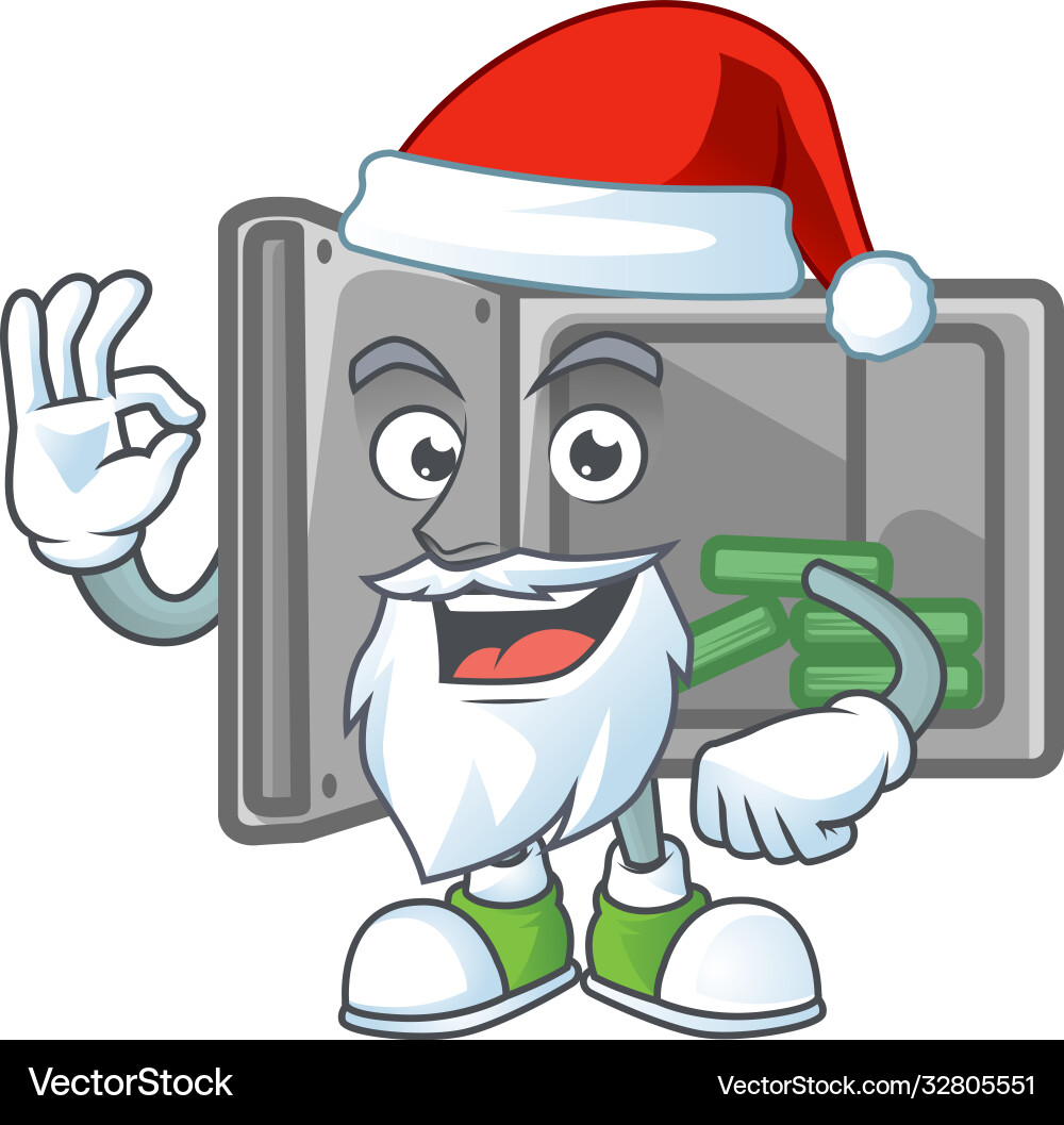 A lovely santa security box open with ok finger Vector Image