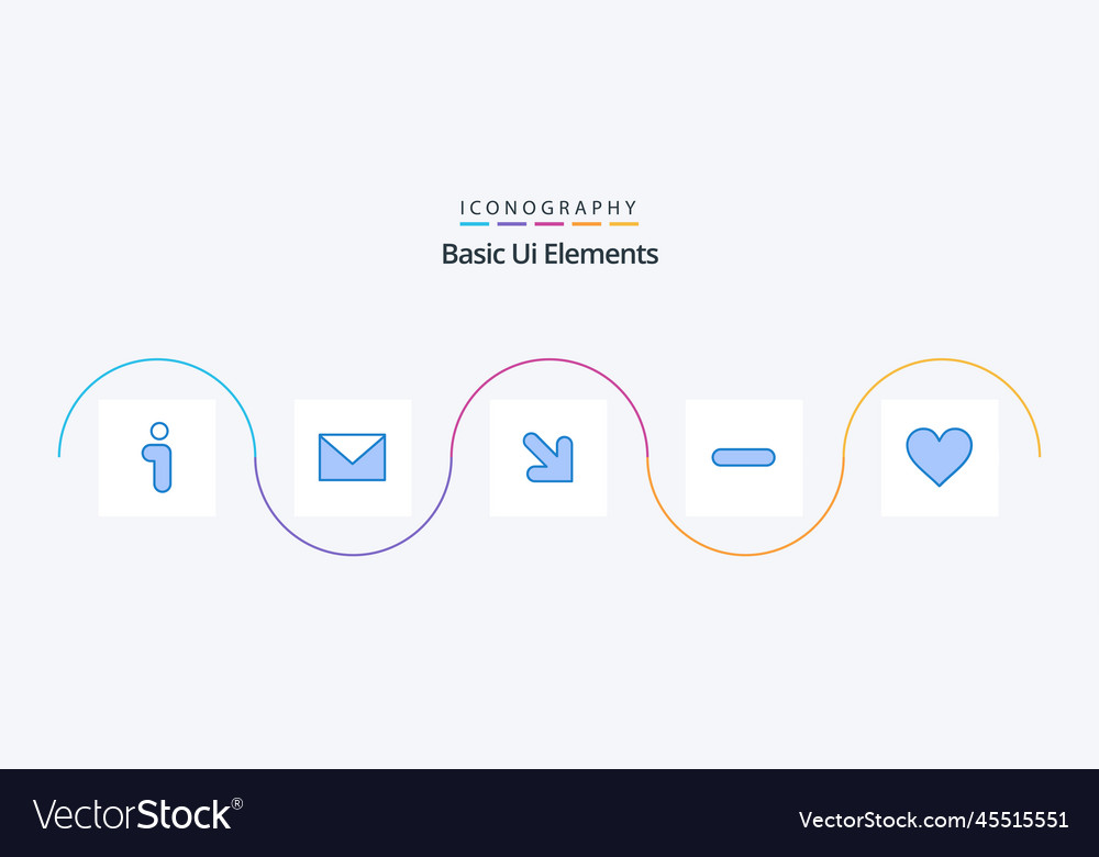 Basic ui elements blue 5 icon pack including sign Vector Image