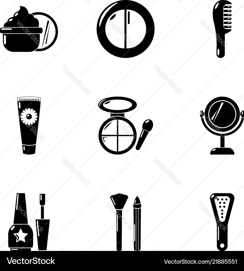 Beautician icons set simple style Royalty Free Vector Image