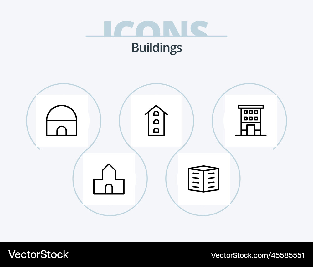 Buildings line icon pack 5 icon design house Vector Image