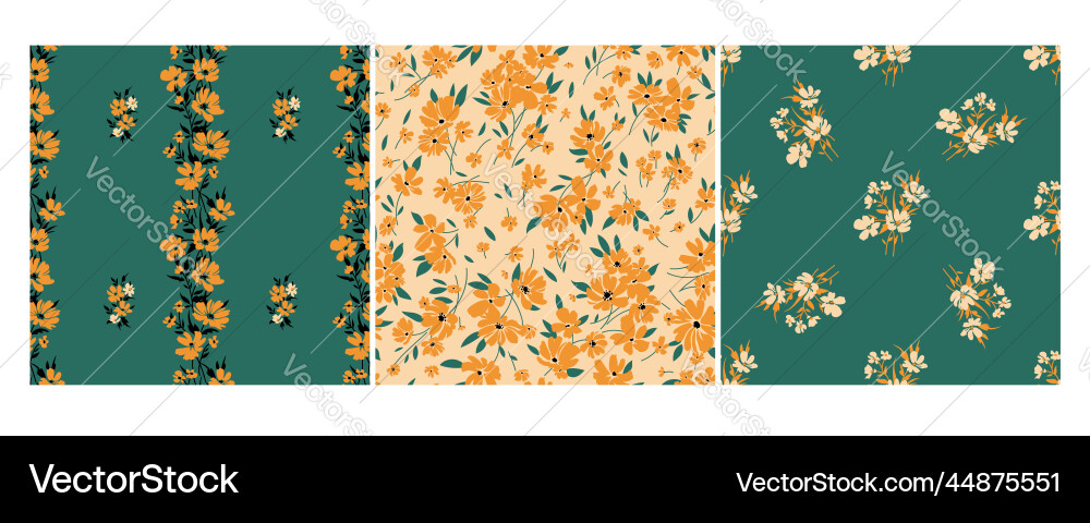 Contemporary abstract floral print with small Vector Image
