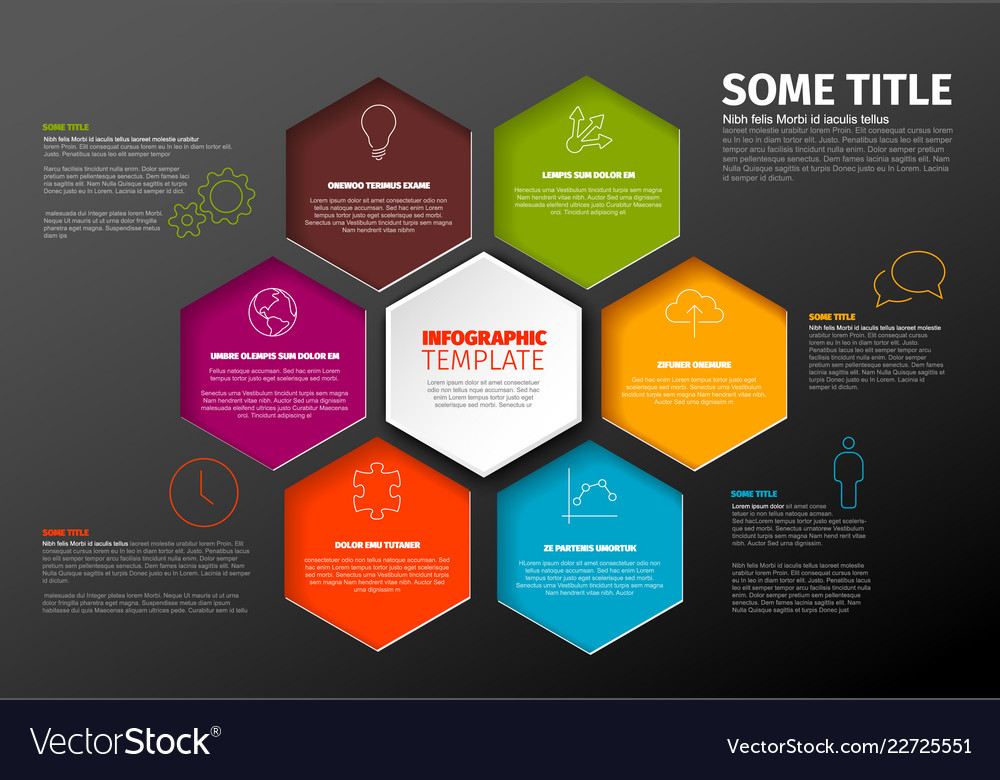 Dark minimalist infographic report template with Vector Image Dark minimalist infographic report template with Vector Image