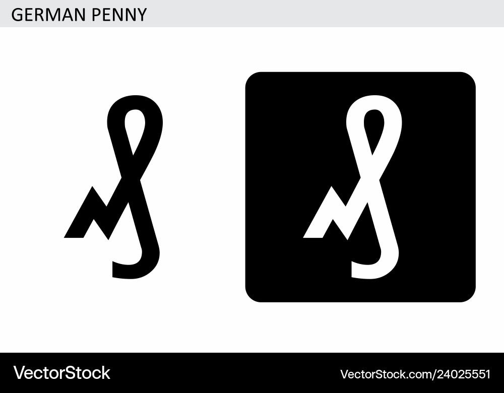 German penny currency sign Royalty Free Vector Image