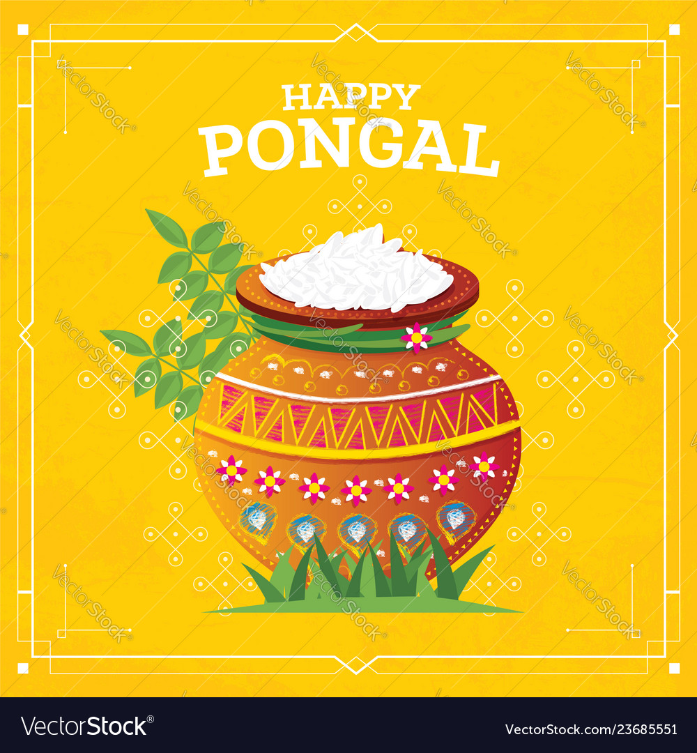 Happy Pongal Harvest Festival Of Tamil Nadu South Vector Image happy-pongal-harvest-festival-of-tamil-nadu-south-vector-image
