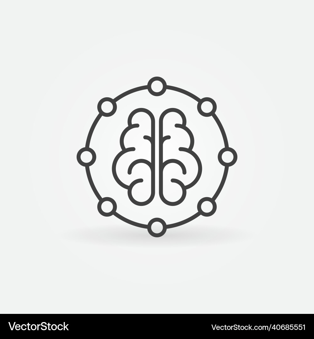 Human brain neuron connections outline icon Vector Image
