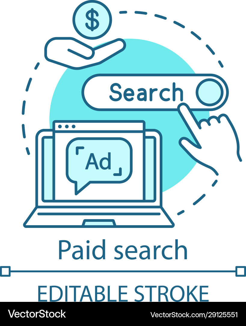 Paid search blue concept icon ppc channel idea Vector Image