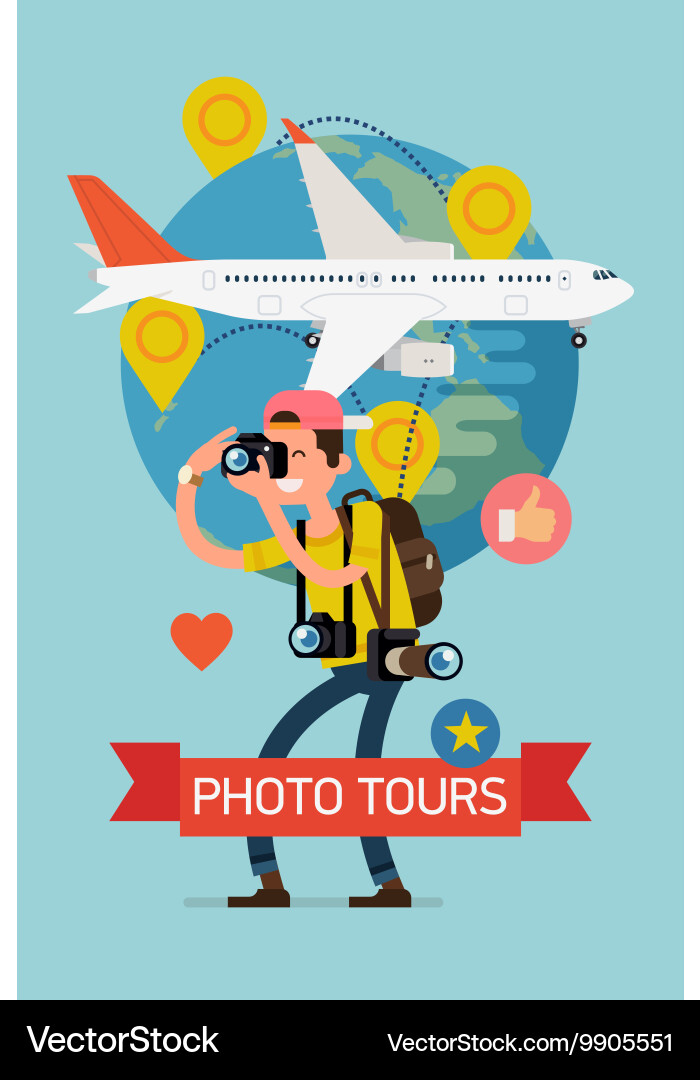 Photo tour poster Royalty Free Vector Image - VectorStock