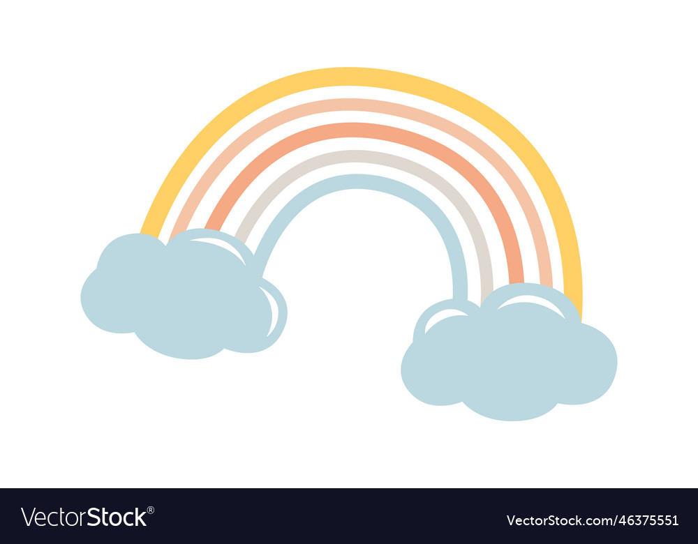 Rainbow with clouds weather element Royalty Free Vector