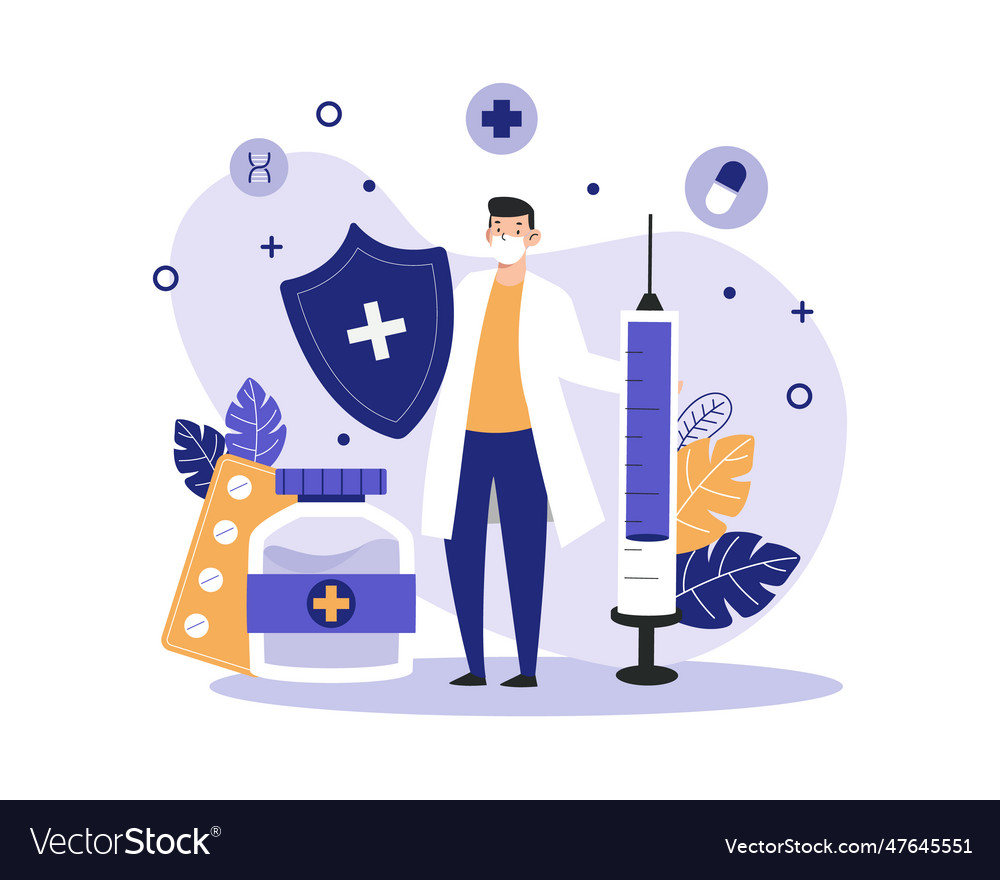 Reliable protection against viruses vaccine Vector Image