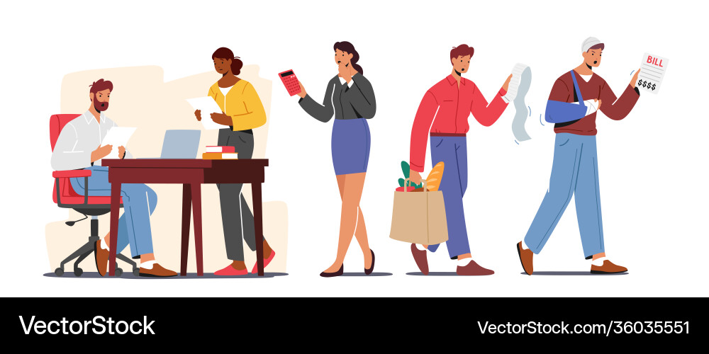 Set characters shocked with high price concept Vector Image