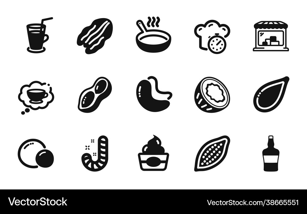 Set cocoa nut scotch bottle and peas Royalty Free Vector