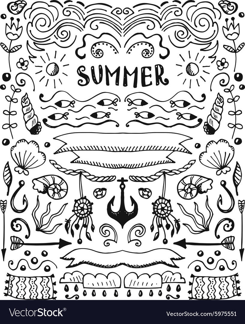 Sketch elements set Royalty Free Vector Image - VectorStock