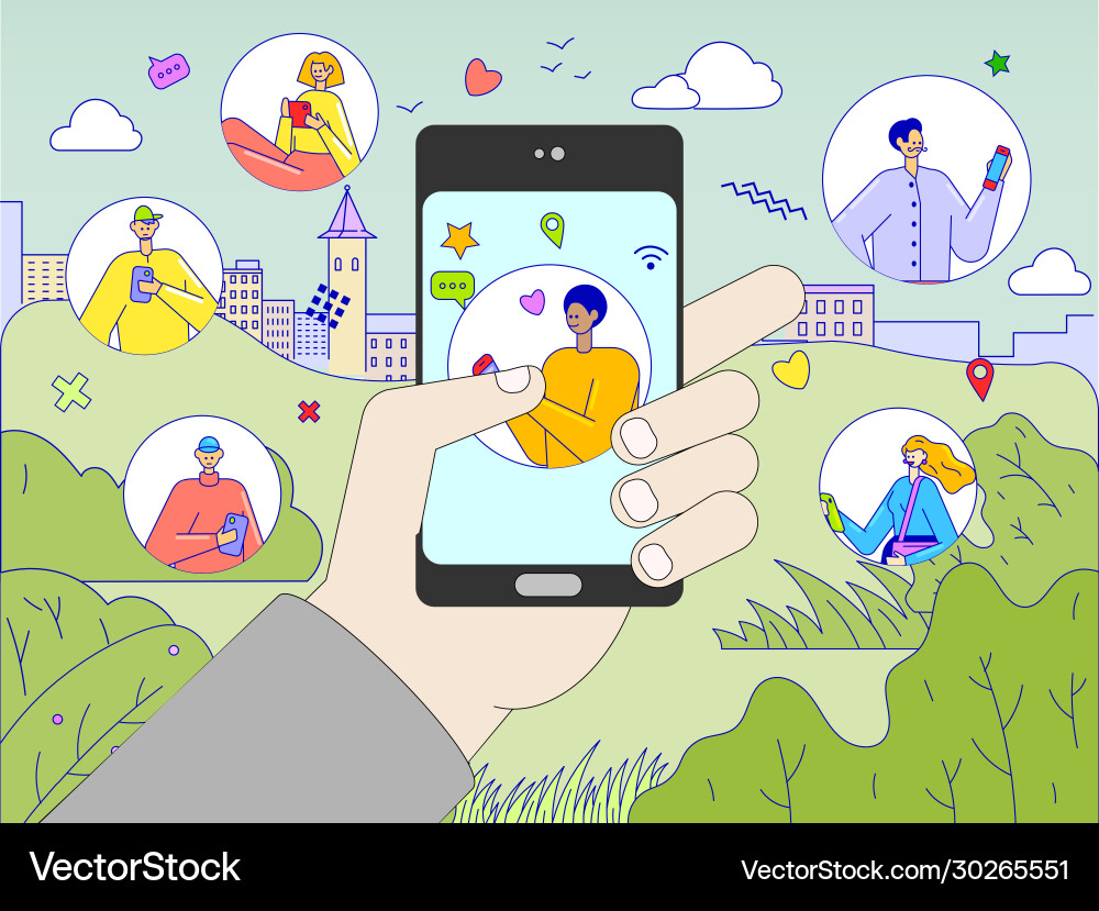 Social networks for communication and association Vector Image