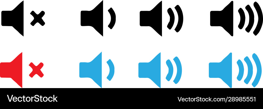 Speaker on and muted volume icon isolated white Vector Image