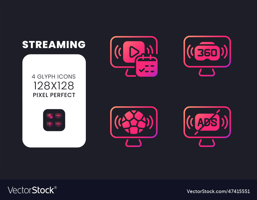 Streaming pink solid gradient desktop icons Vector Image