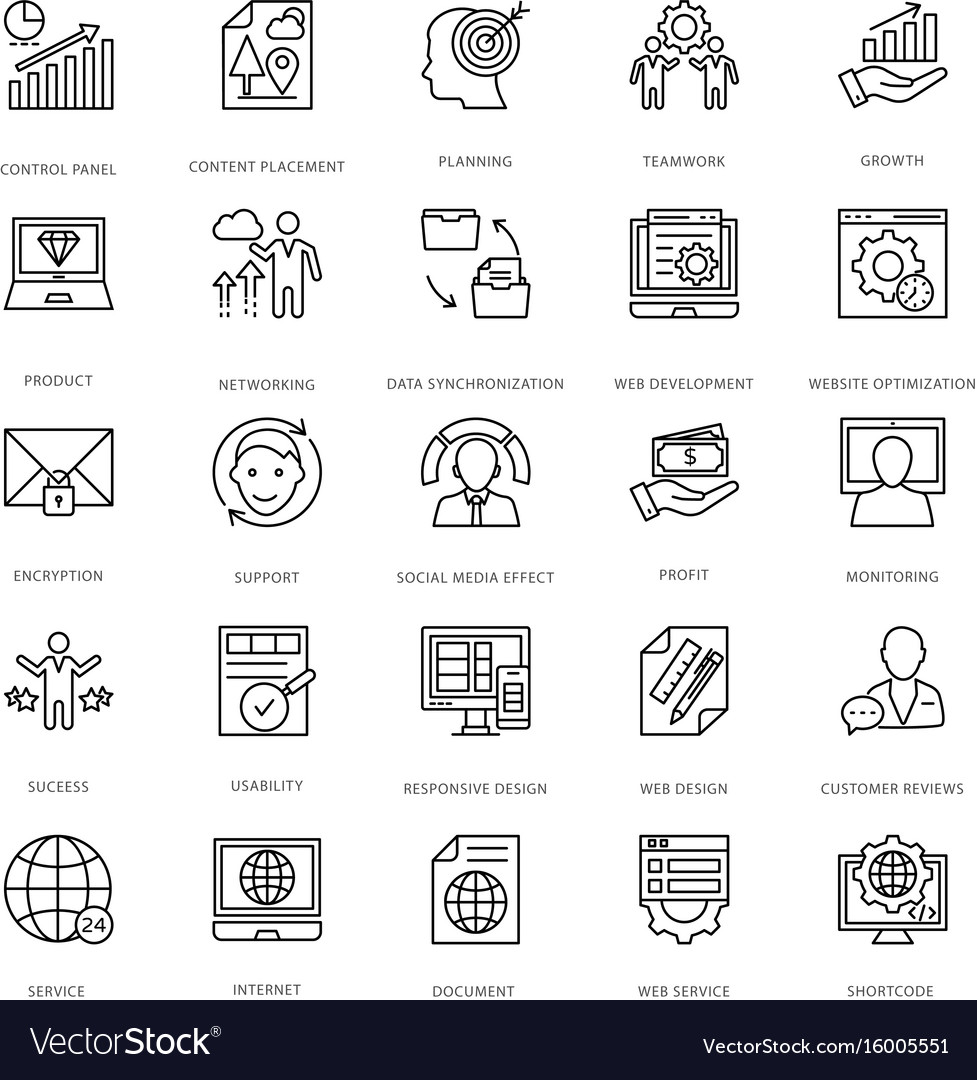 Web design and development icons 11 Royalty Free Vector
