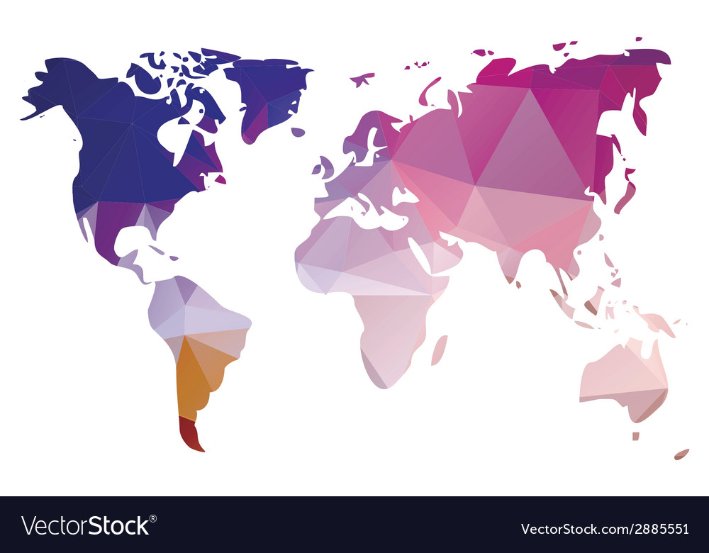 World map in geometric triangle pattern design Vector Image