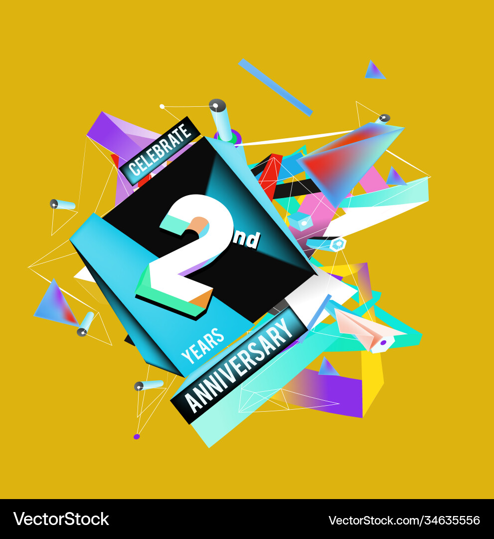 2nd anniversary logo with colorful background Vector Image