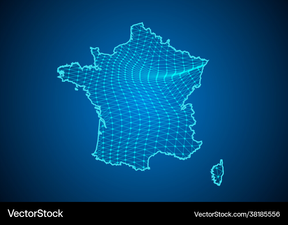 Abstract digital map france with particles Vector Image