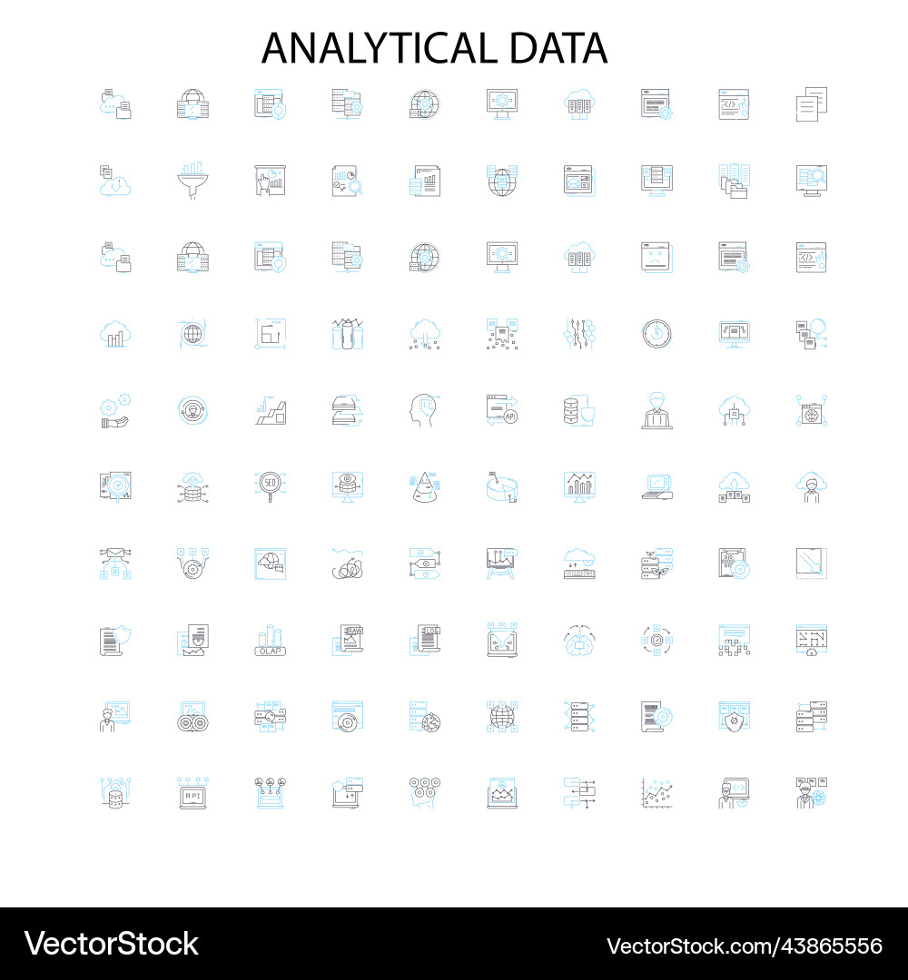 Analytical data icons signs outline symbols Vector Image