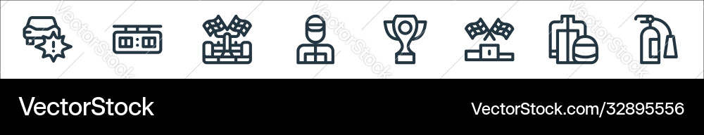 Auto racing line icons linear set quality line Vector Image