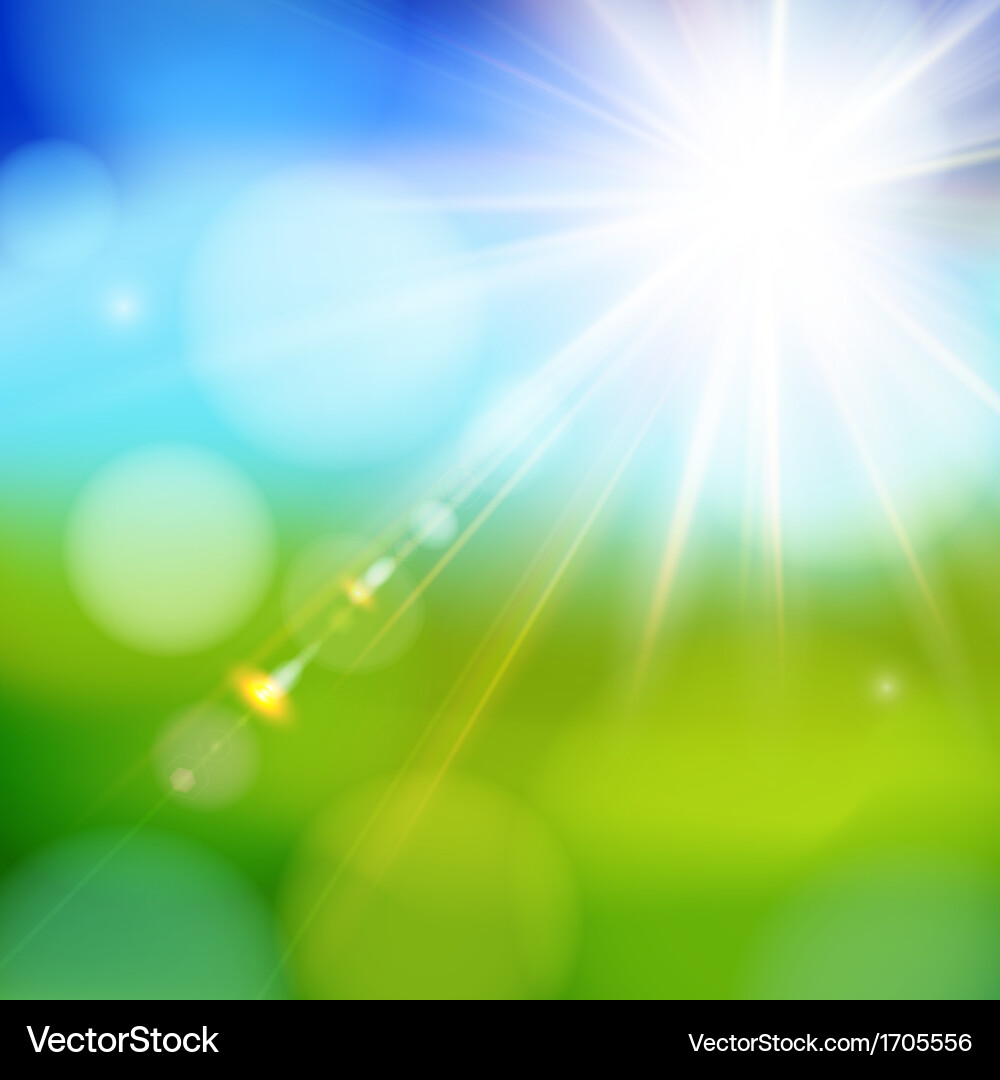 Bright shining sun with lens flare Royalty Free Vector Image