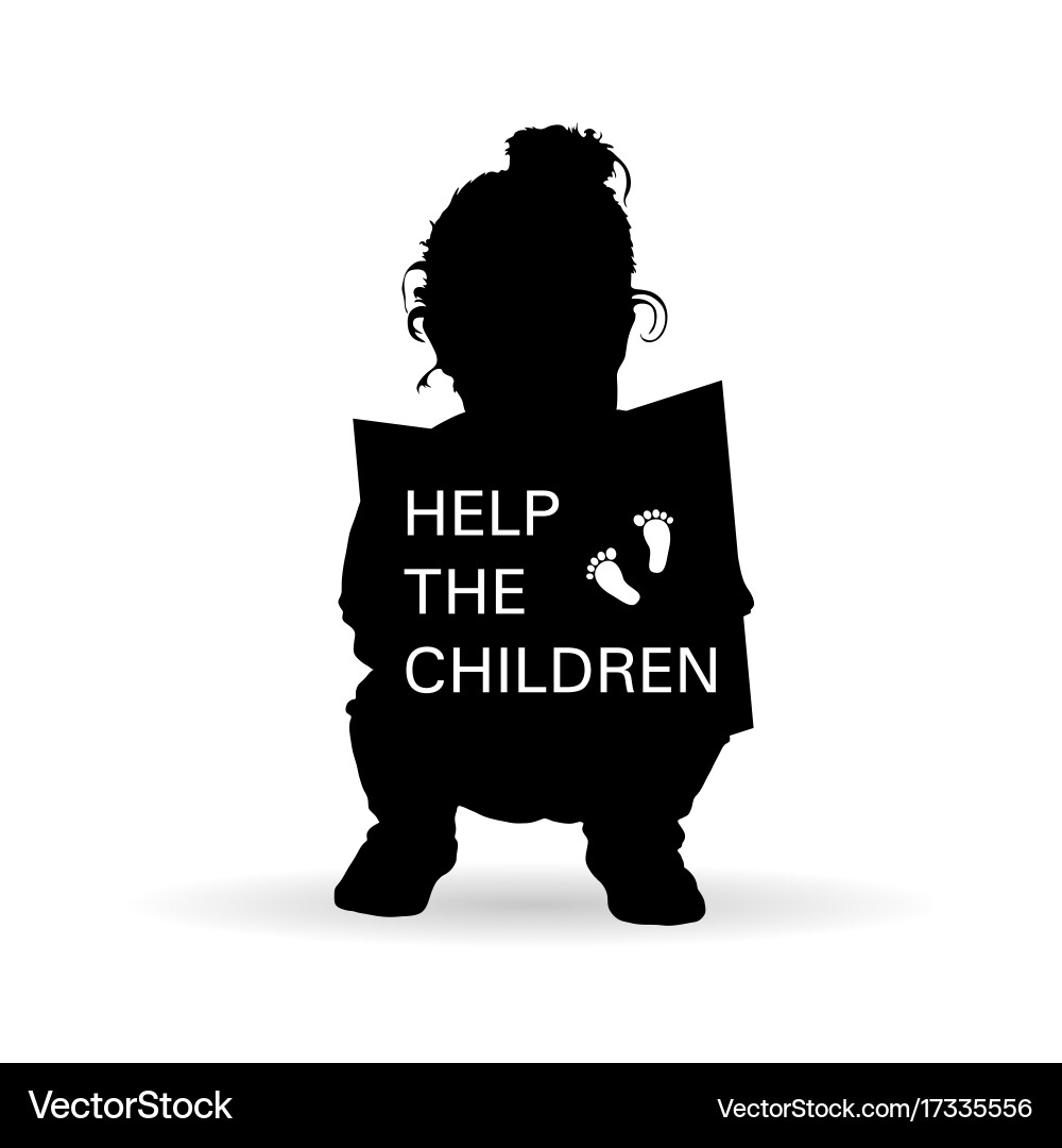 Child silhouette with help children transparent Vector Image